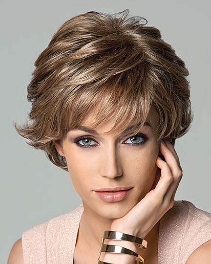 Short Fashion Wigs, 9.5" Amazing Wavy Layered Brown Short Wigs