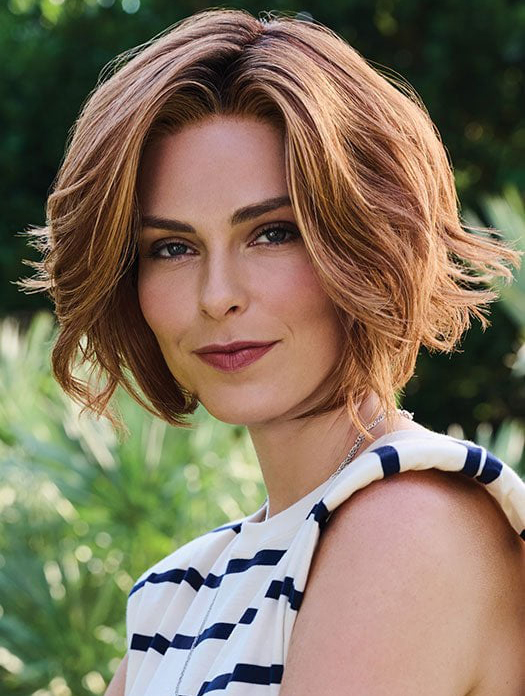 Incredible Wavy Auburn Synthetic Monofilament Chin Length Bob Style Wigs